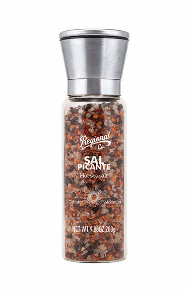 Regional Co. Hot Sea Salt. Deluxe Glass grinder – Medineterranean