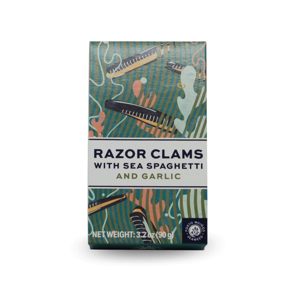 Porto-Muinos Razor Clams with Sea Spaghetti and Garlic – Medineterranean