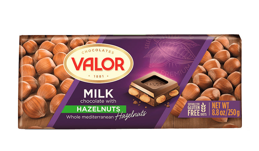 Valor Milk Chocolate with Whole Mediterranean Hazelnuts – Medineterranean